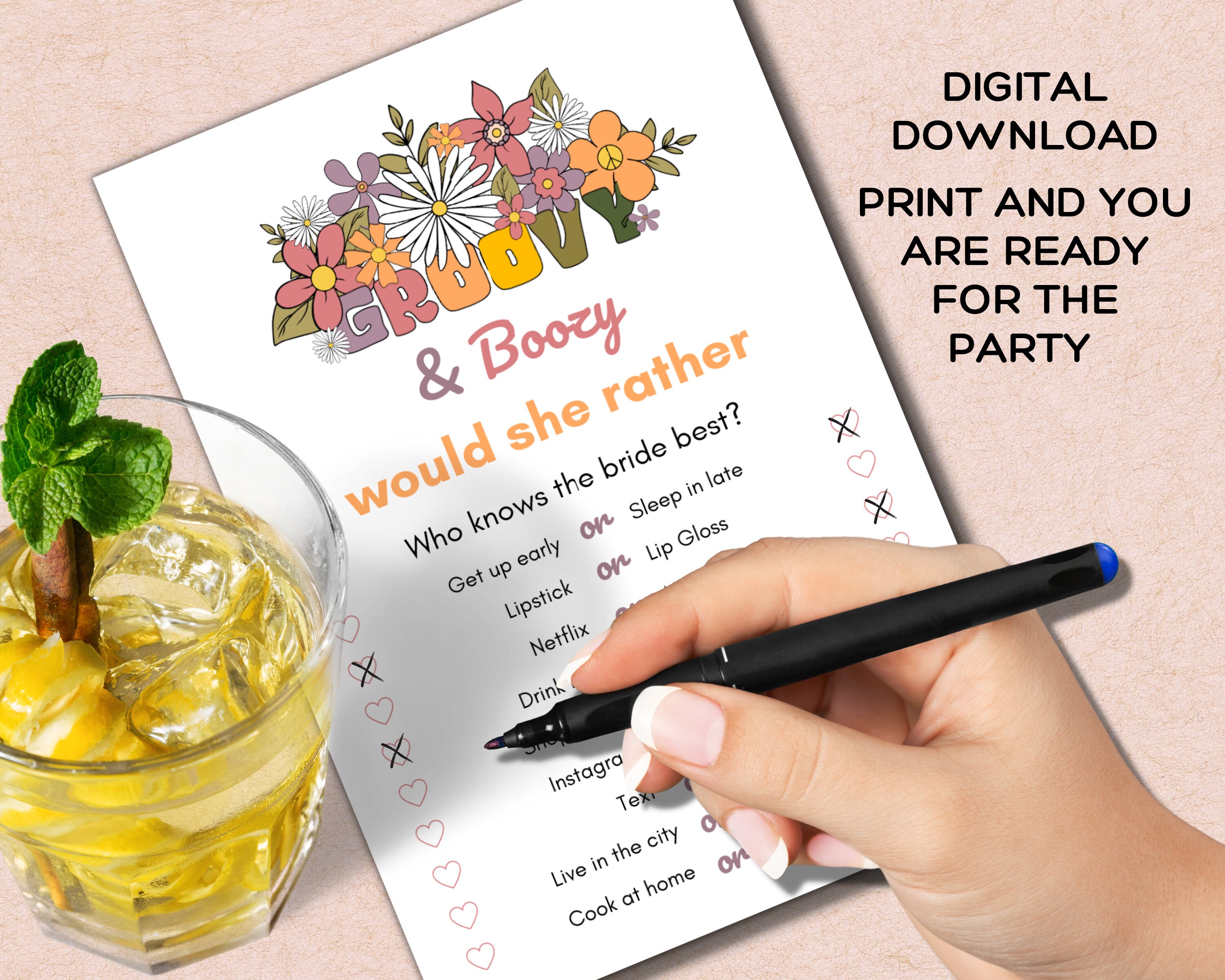 Groovy and Boozy Game Bundle Dazed and Engaged Bachelorette - Etsy