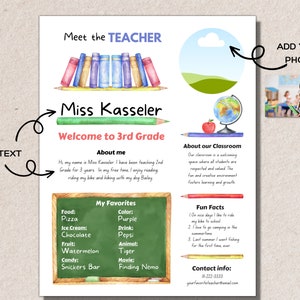 Meet the Teacher Editable Template Welcome Back to School Teacher ...