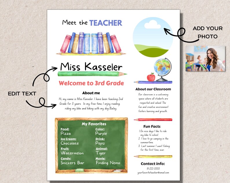 Meet the Teacher Editable Template Welcome Back to School Teacher ...
