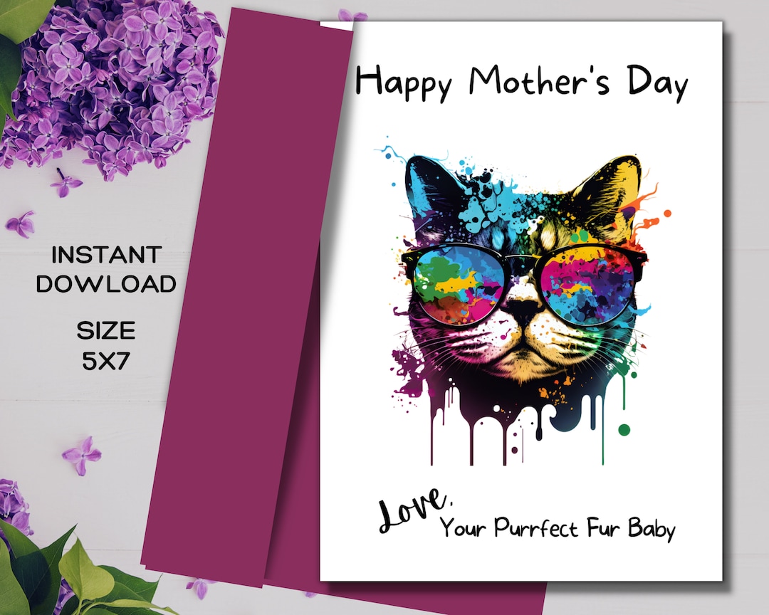 Cat Mothers Day Card, Best Cat Mom Funny Cat Card, Cat Grandma Mothers ...
