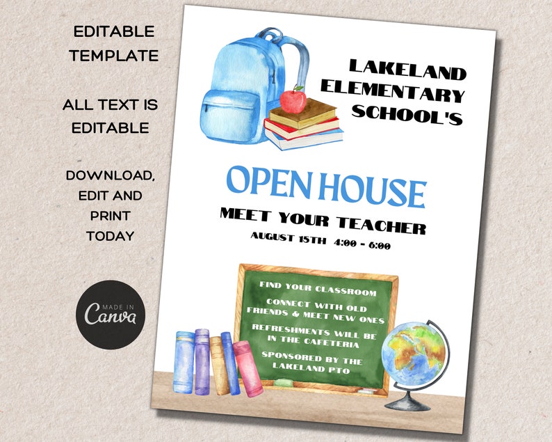 Meet the Teacher Back to School Flyer, School Open House - Etsy
