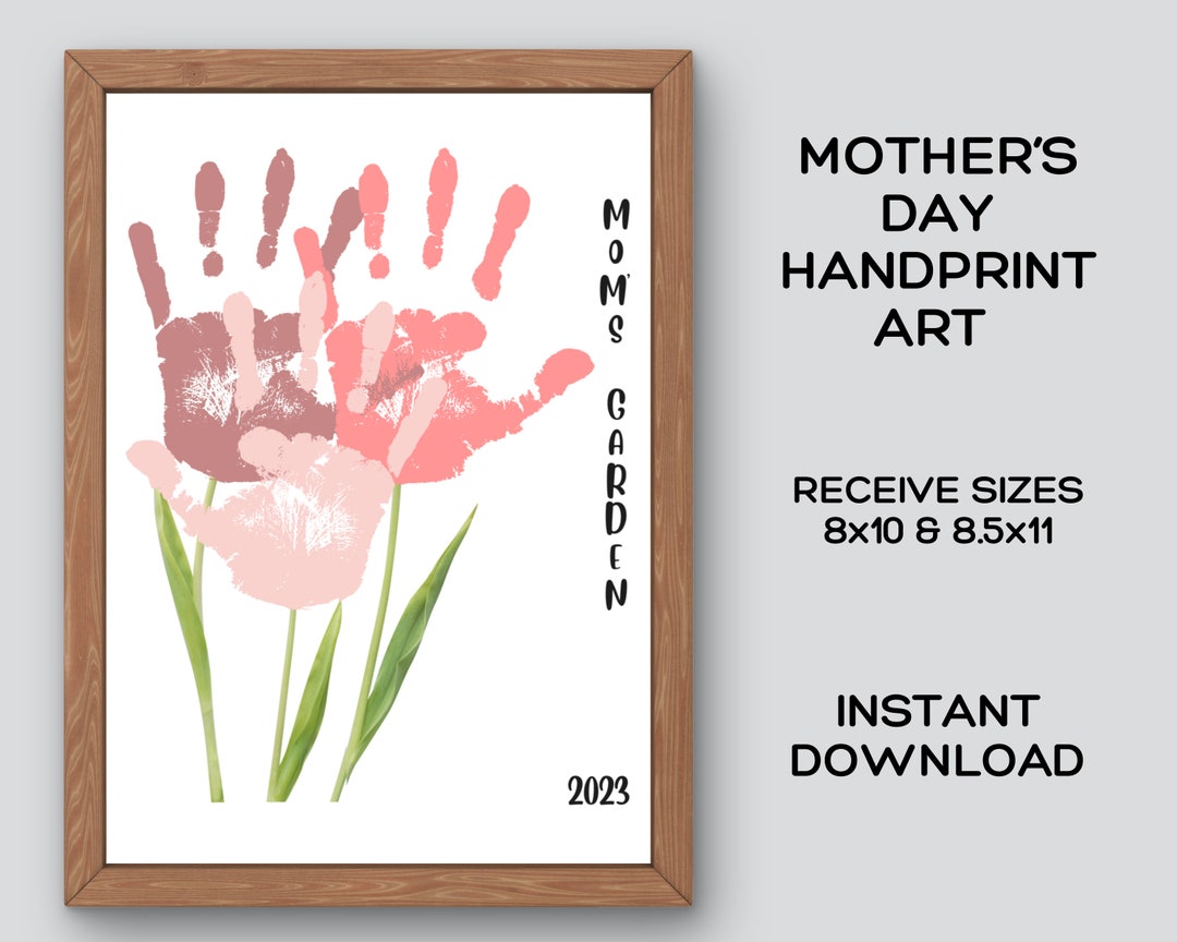 Regalo imprimible con huellas de manos del Día de las Madres para mamá ...