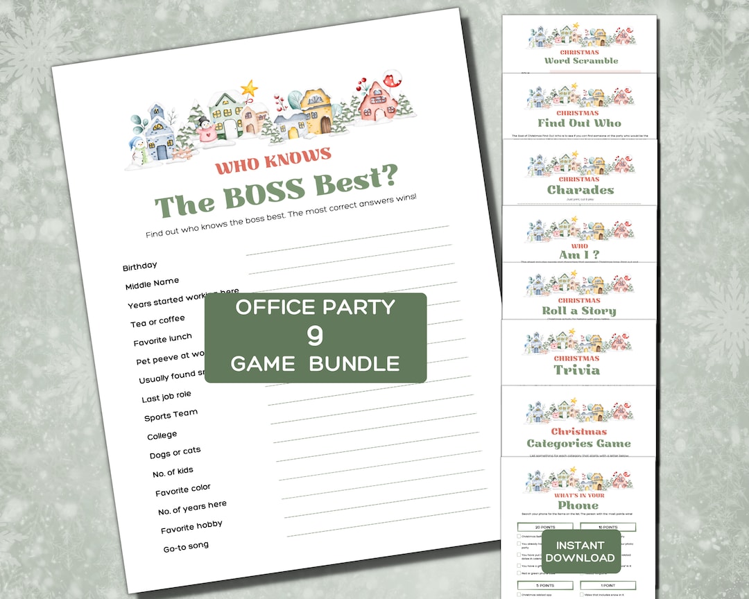 Christmas Office Party Games Printable Bundle Holiday Work - Etsy