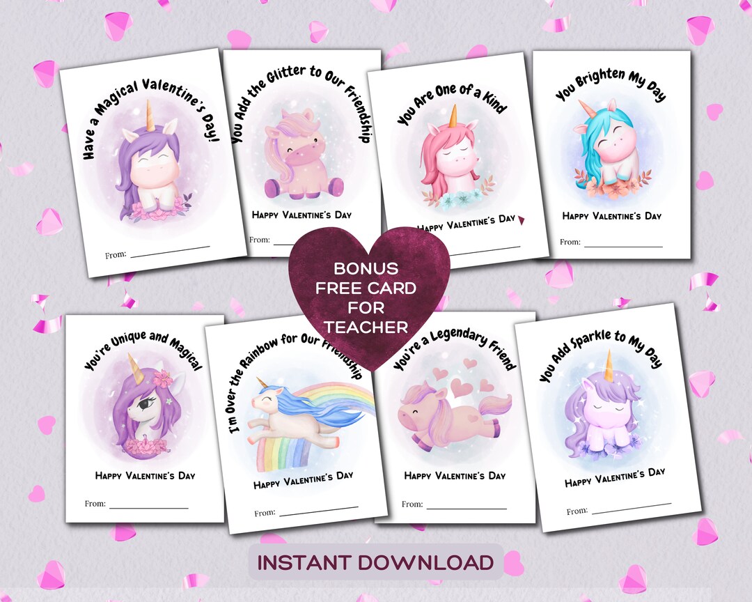 Unicorn Valentine's Day Cards, Classmate Valentines, Classroom ...