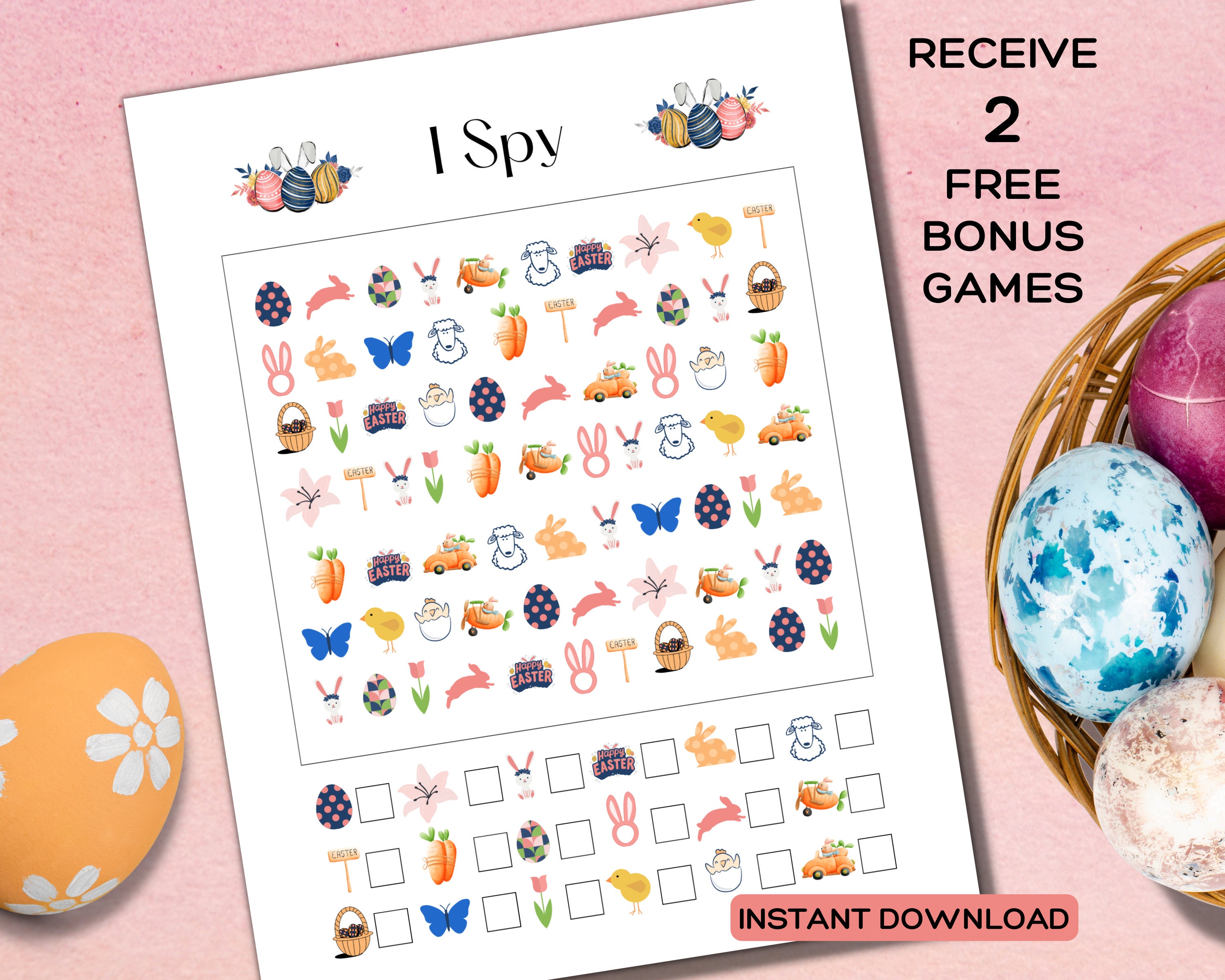 Easter I Spy, Easter Scavenger Hunt and Maze for Kids, Printable Easter ...