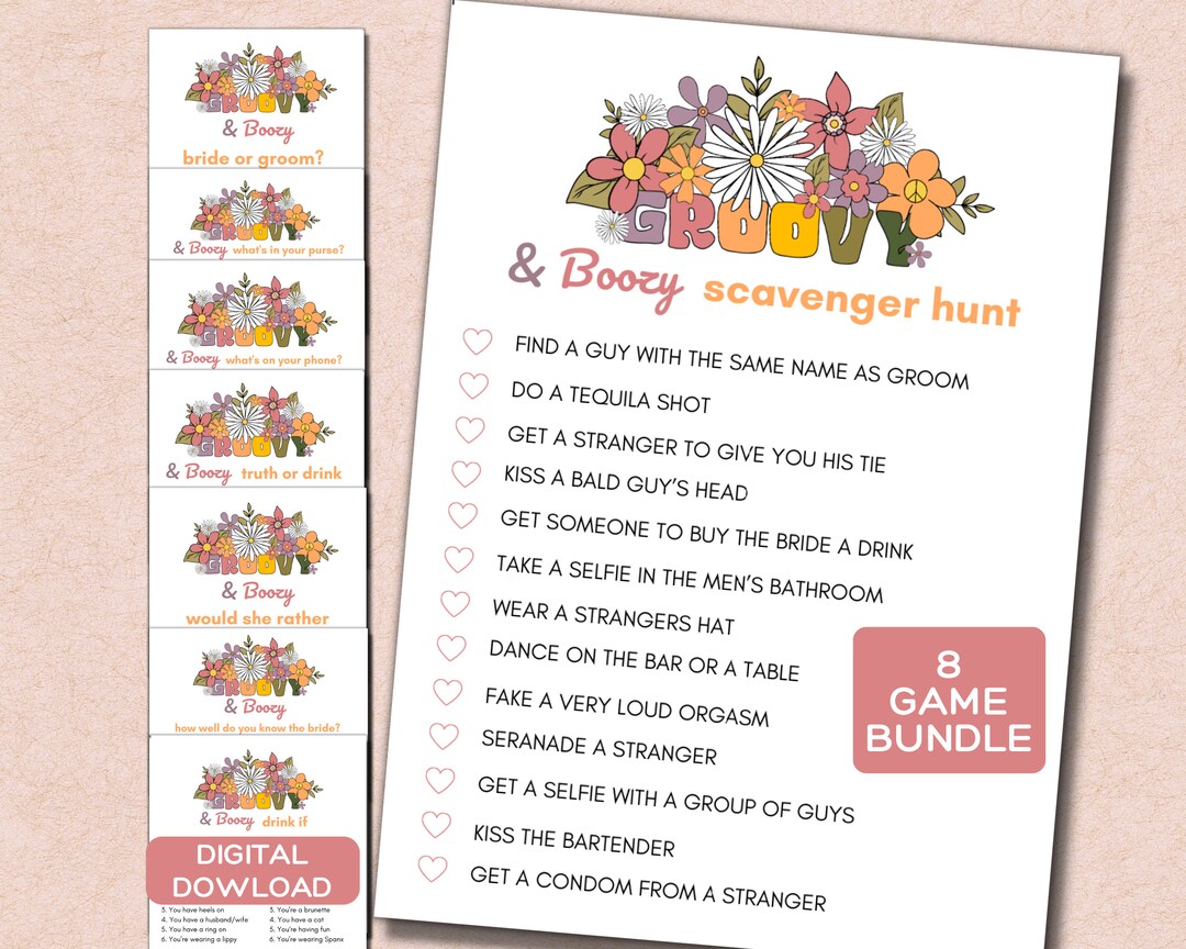 Groovy and Boozy Game Bundle Dazed and Engaged Bachelorette - Etsy