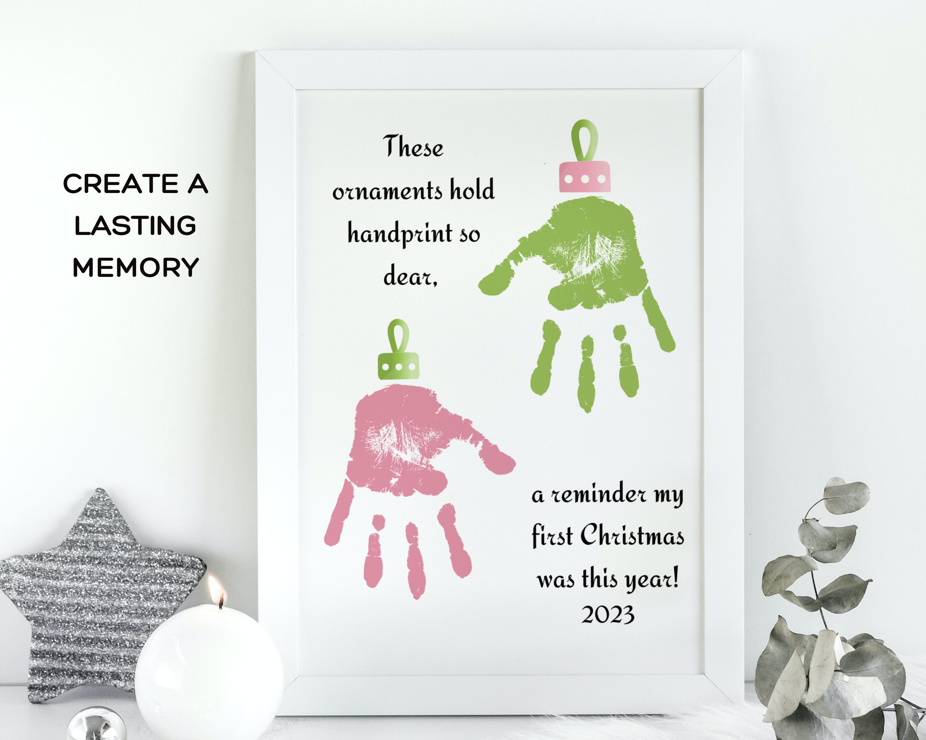My First Christmas Handprint Art, Baby First Christmas Handprint Craft ...