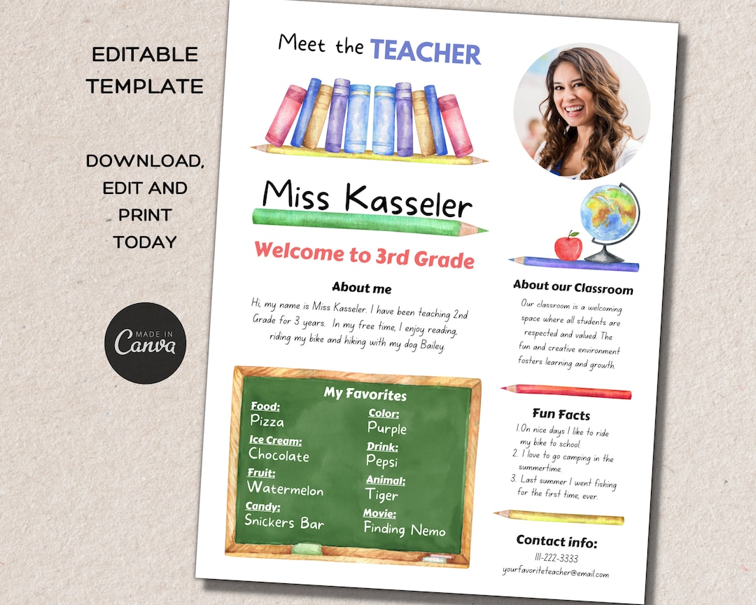 Meet the Teacher Editable Template Welcome Back to School Teacher ...