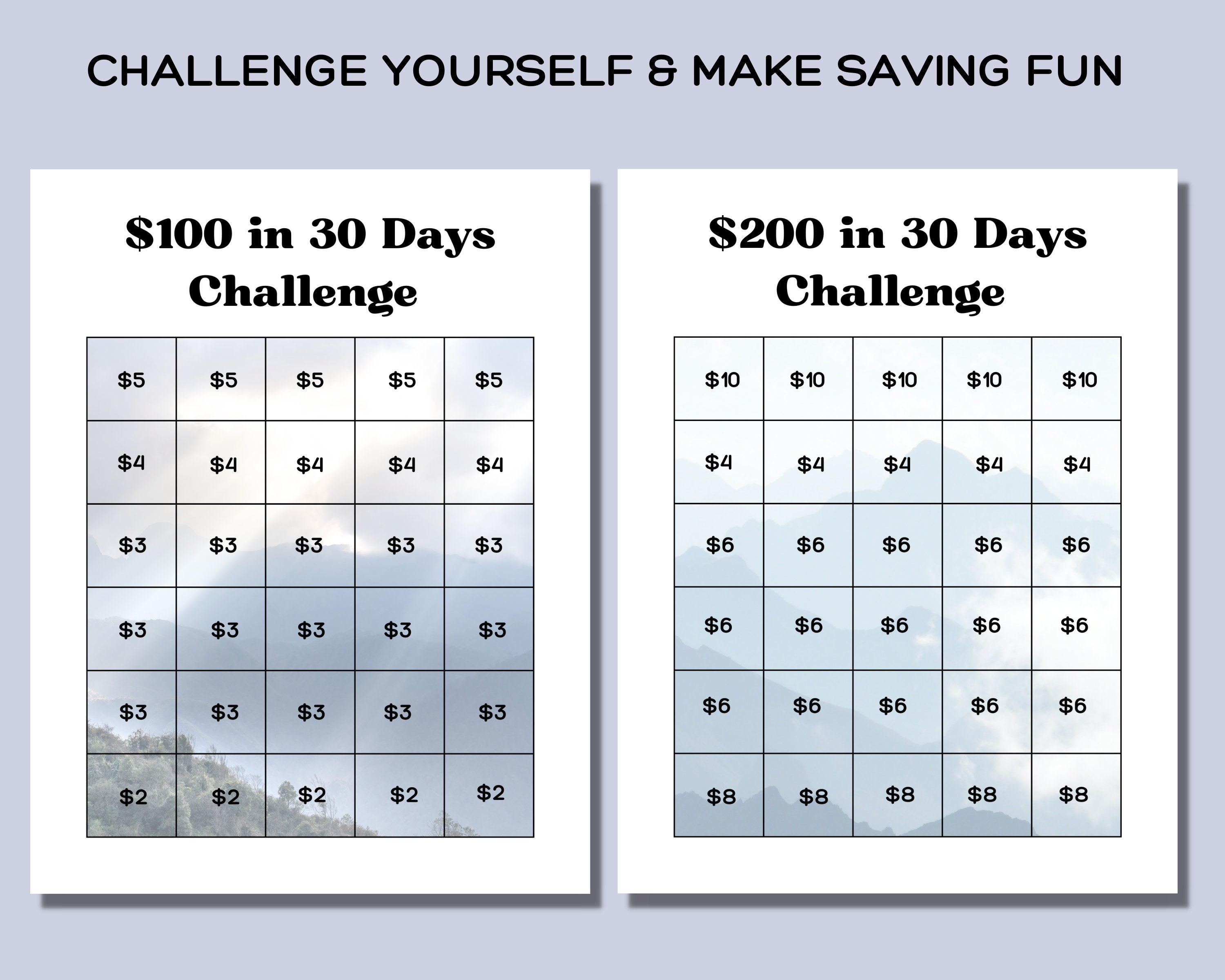 100 Days Saving Challenge Bundle Create A Money Challenge Savings
