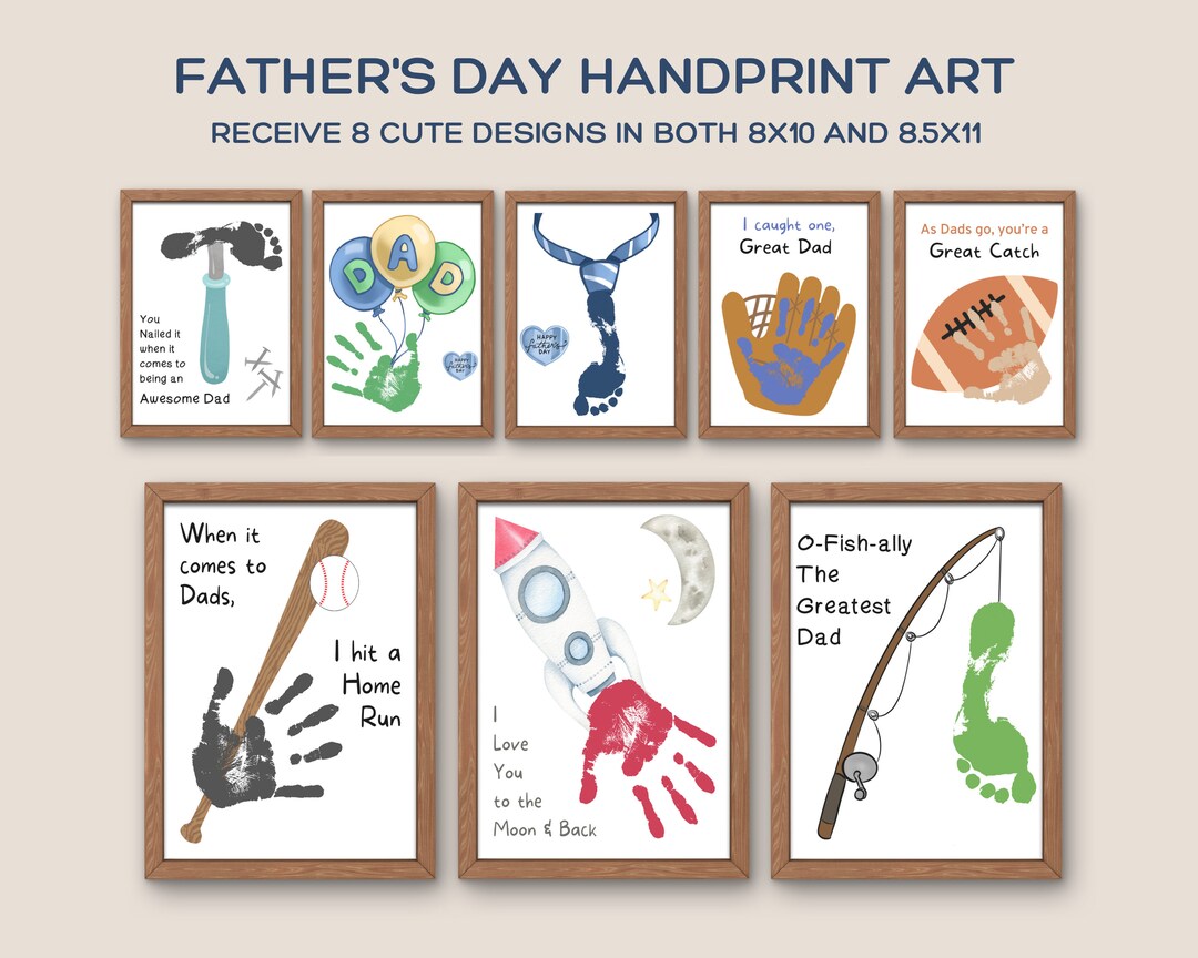 DIY Gift for Dad Handprint Art, Fathers Day Handprint Craft, Fathers ...