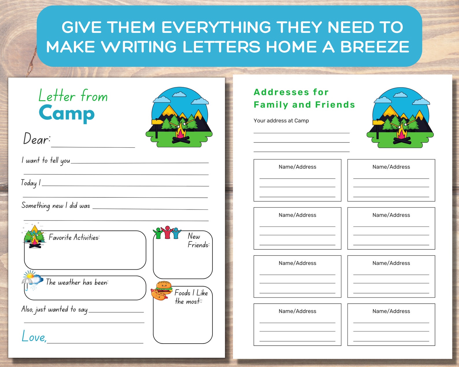 Letter From Camp Printable, Sleep Away Camp Stationary, Fill in the ...