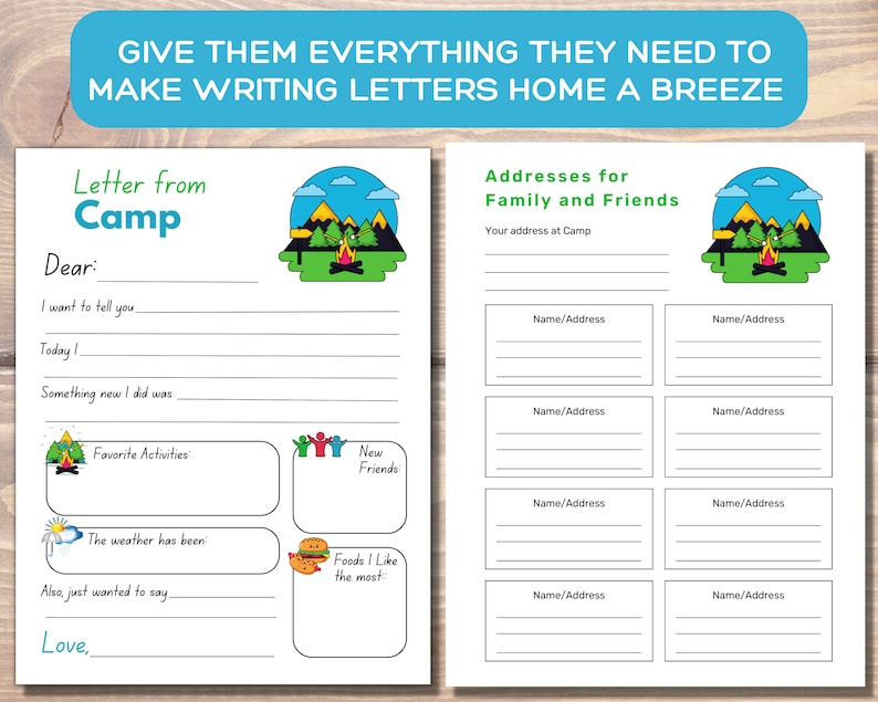 Letter From Camp Printable, Sleep Away Camp Stationary, Fill in the ...