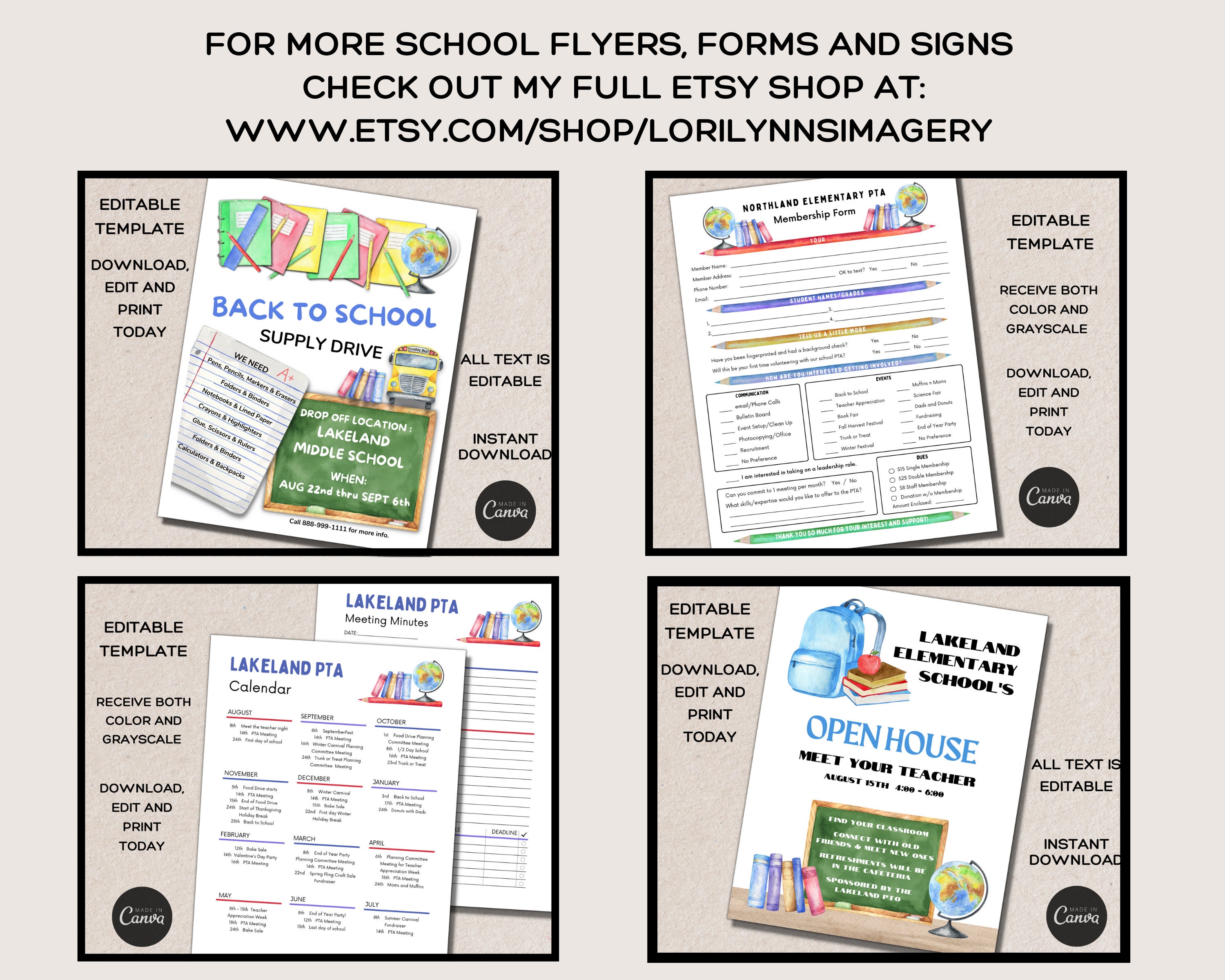 PTA PTO Newsletter Template, School Announcements and Event Calendar ...