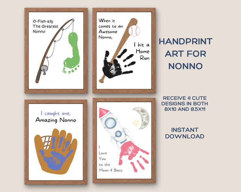 Nonno Handprint Sign Bundle, Footprint Craft Father's Day Gift ...