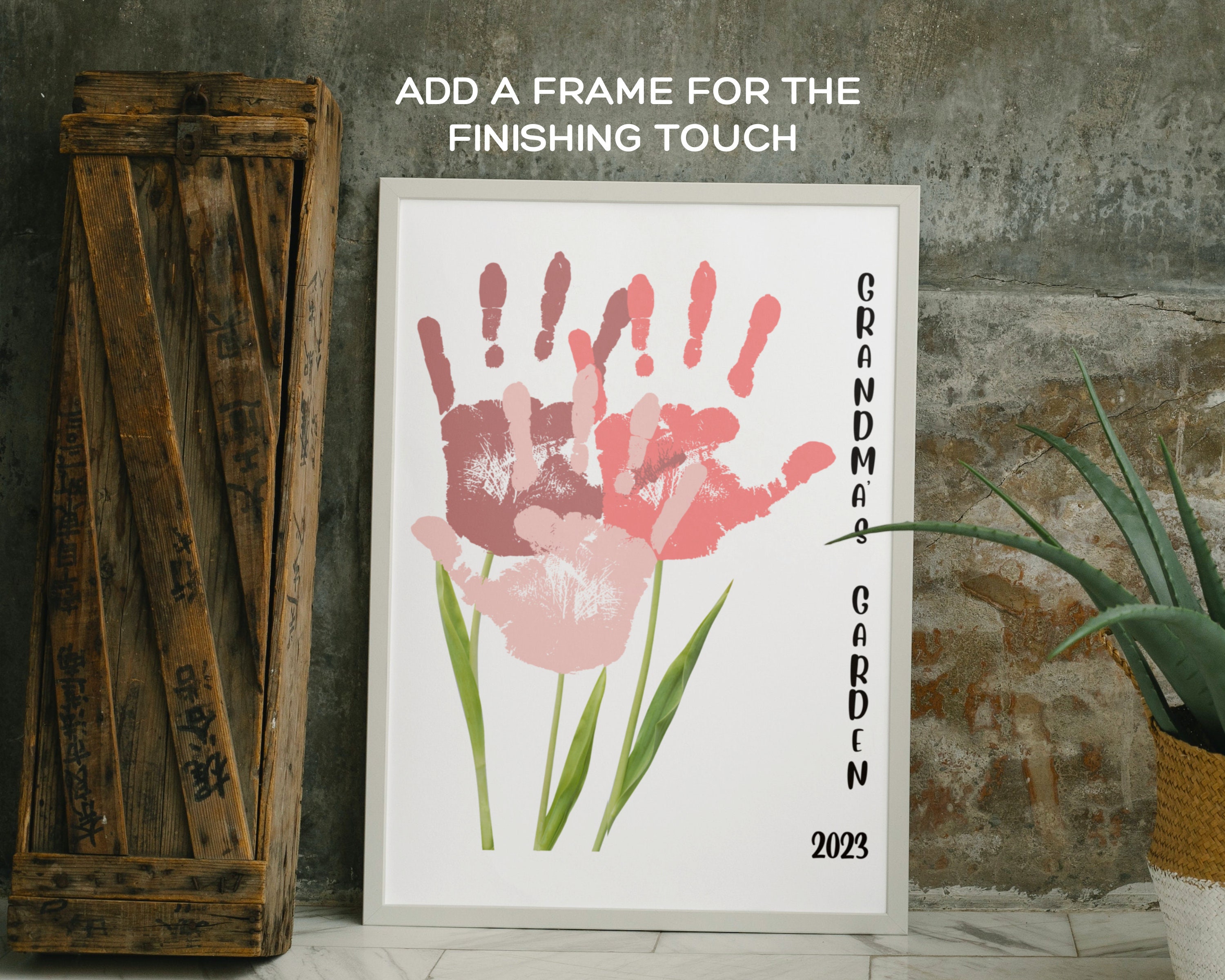 Flower Handprint Art Gift From Grandkids Grandma's Garden - Etsy