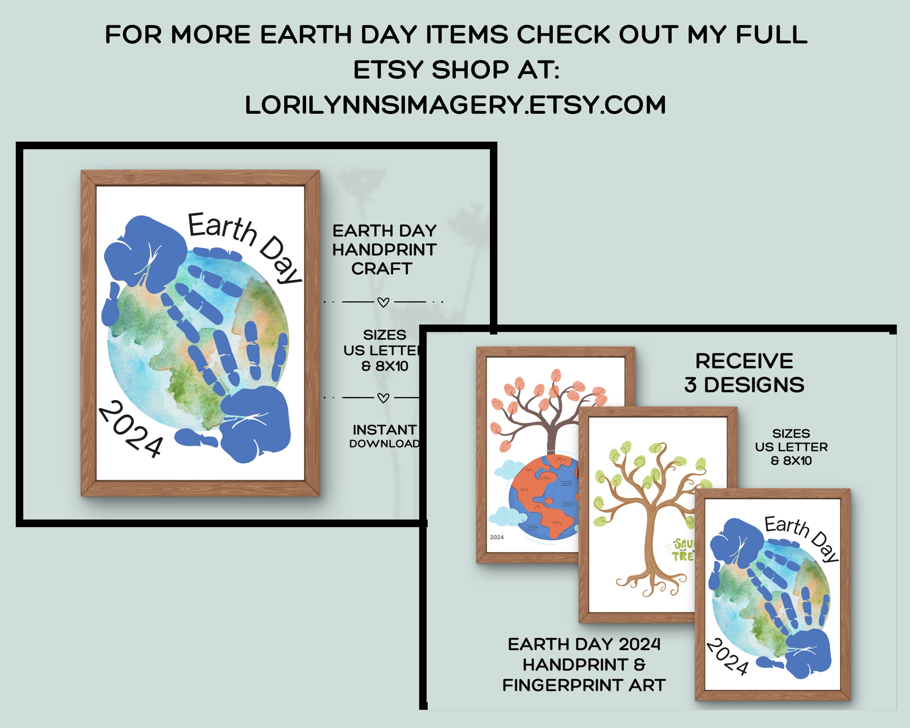 Earth Day Printable Handprint Art Bundle, Earth Day Fingerprint Craft ...