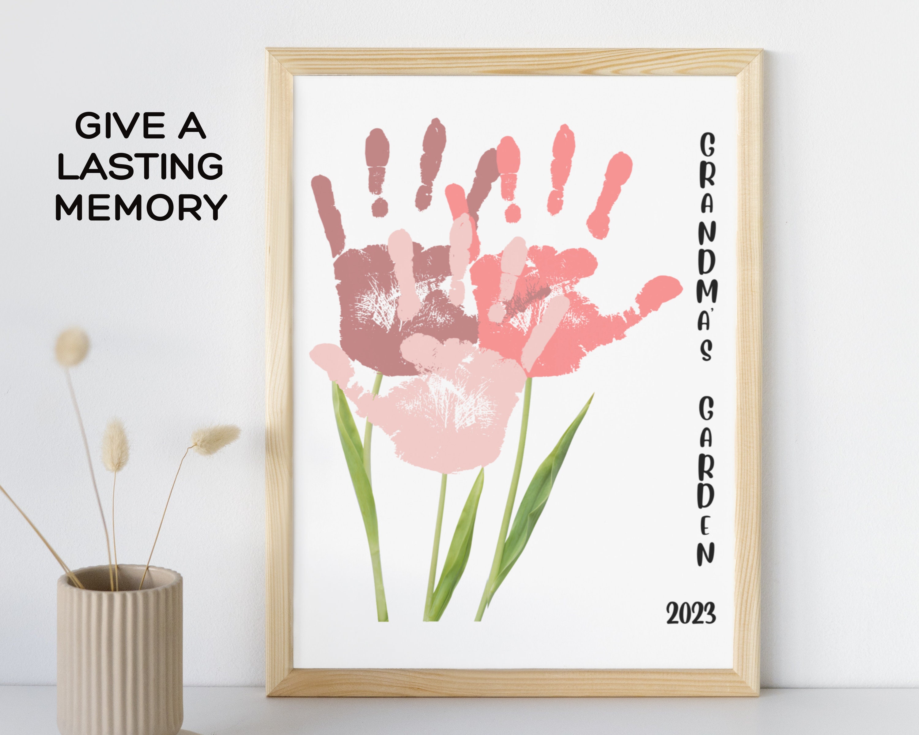 Flower Handprint Art Gift From Grandkids Grandma's Garden - Etsy