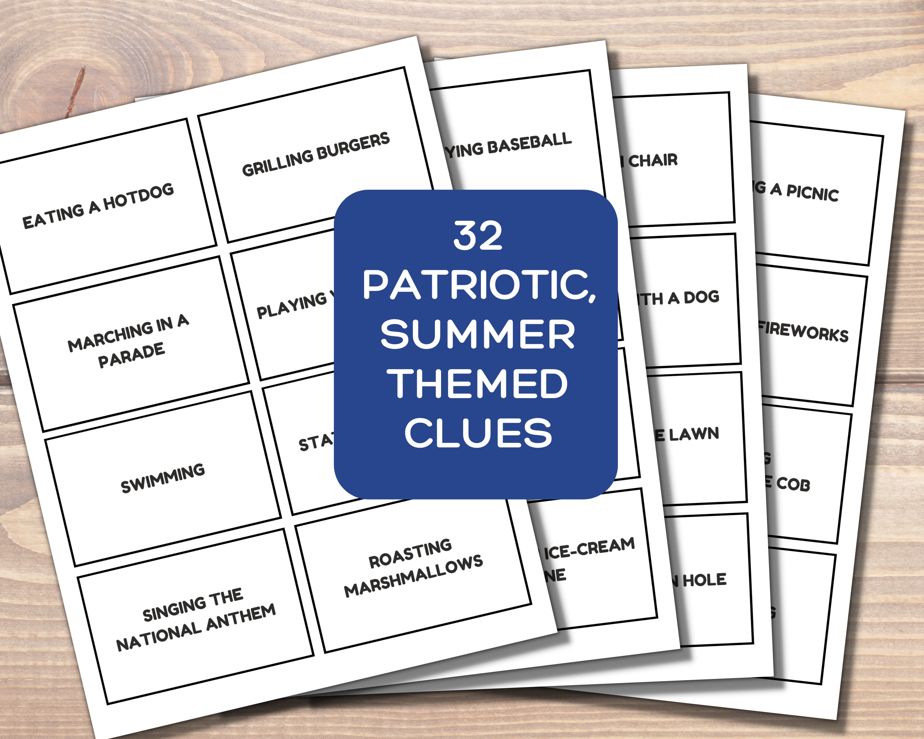 Charades, 4th of July Game, Summer Family Reunion Game, Patriotic Game ...