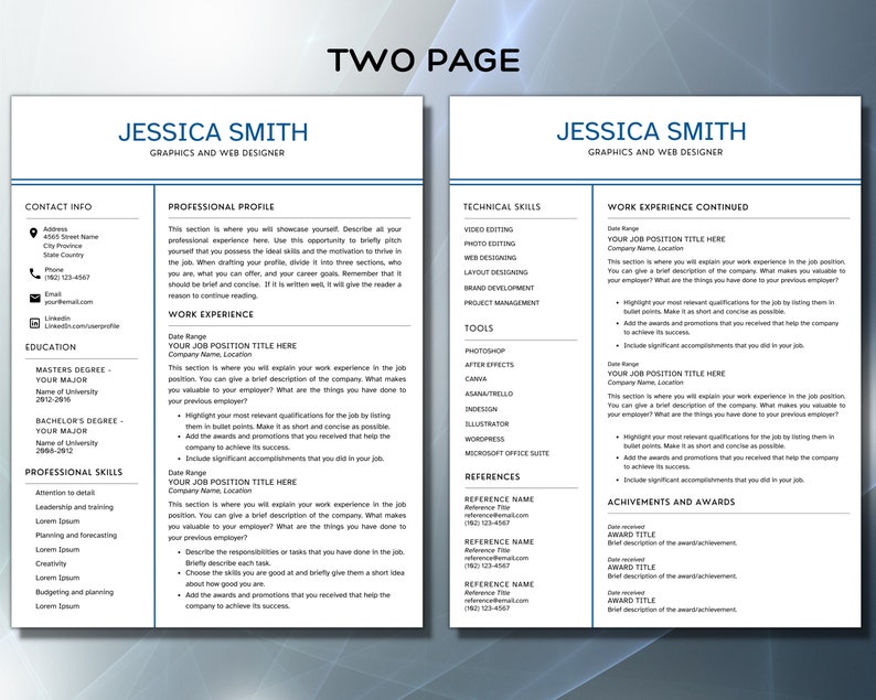 Modern Resume Template Bundle With Cover Letter and Reference Page ...