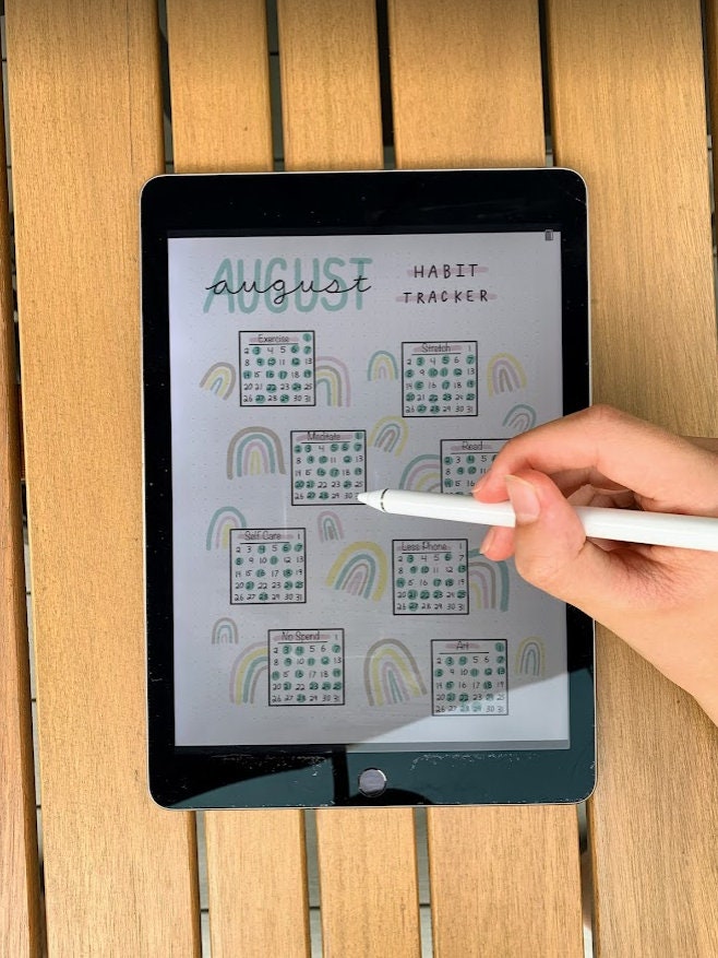 Printable Hand-drawn Habit Tracker With Pastel Rainbow Design for ...