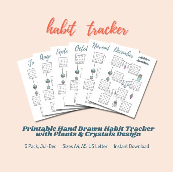 Printable Hand-drawn Habit Tracker With Plants & Crystals - Etsy
