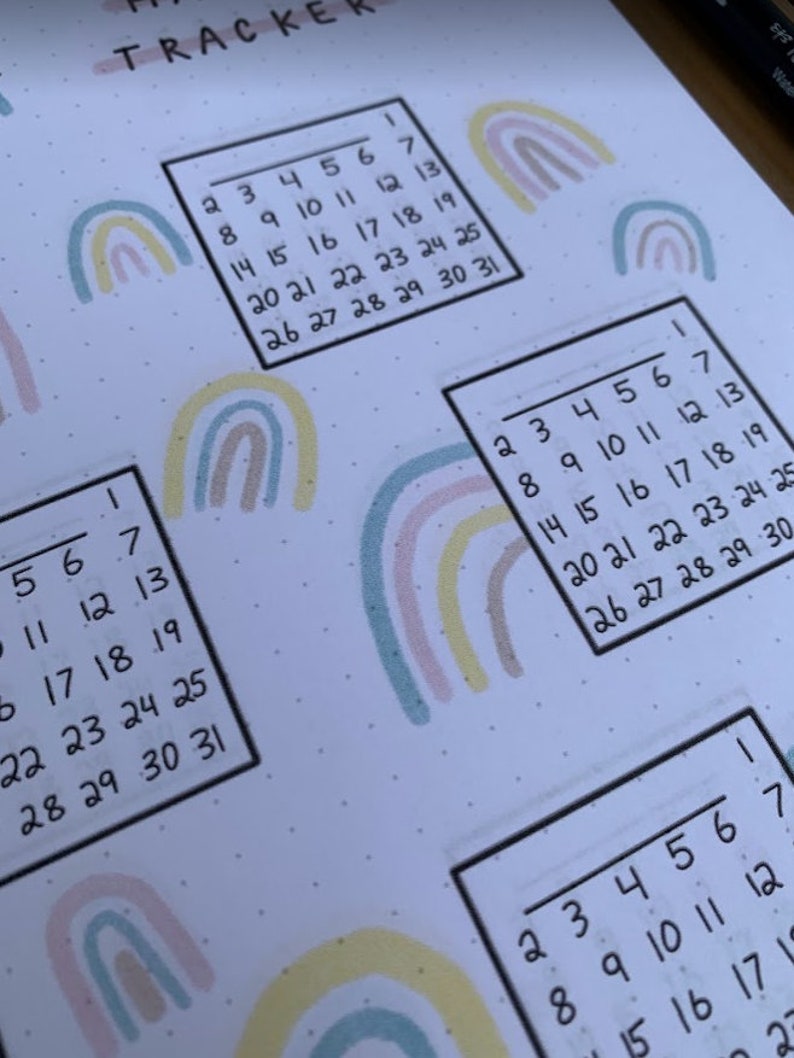 Printable Hand-drawn Habit Tracker With Pastel Rainbow Design - Etsy