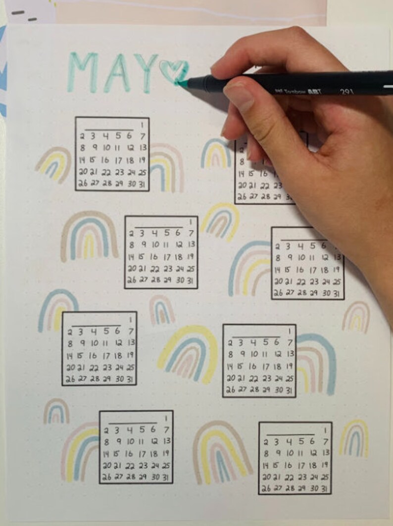 Printable Hand-drawn Habit Tracker With Pastel Rainbow Design for ...
