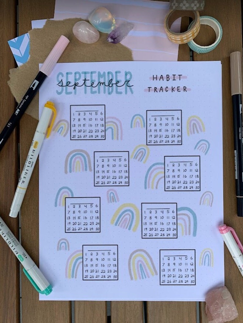 Printable Hand-drawn Habit Tracker With Pastel Rainbow Design - Etsy