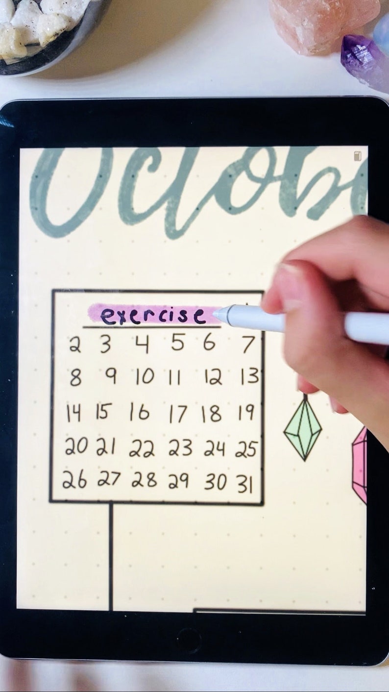 Printable Hand-drawn Habit Tracker With Plants & Crystals - Etsy