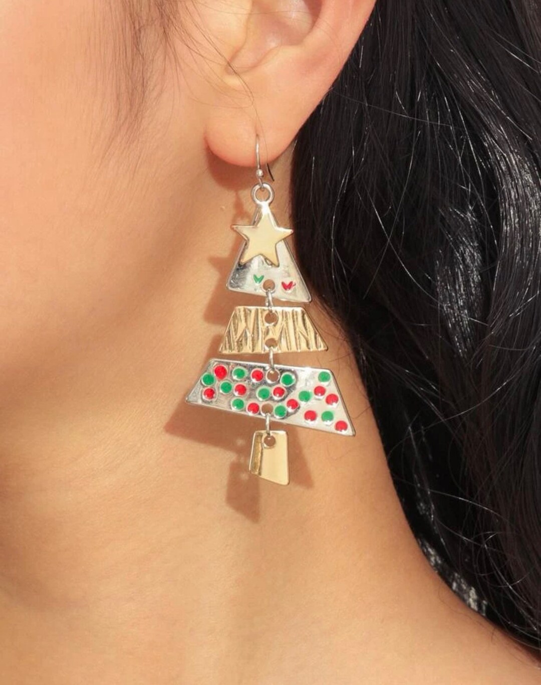 Christmas Earrings Cute Christmas Tree Dangle Earrings - Etsy