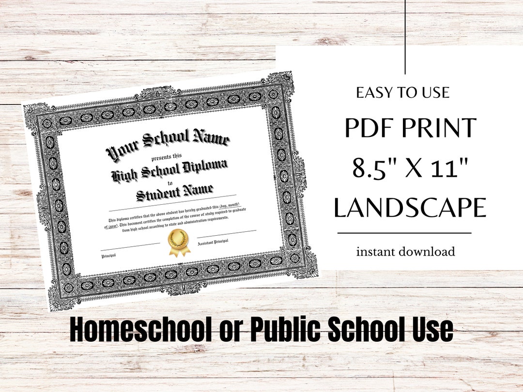 Editable Homeschool Diploma, High School Diploma, Home School Diploma ...