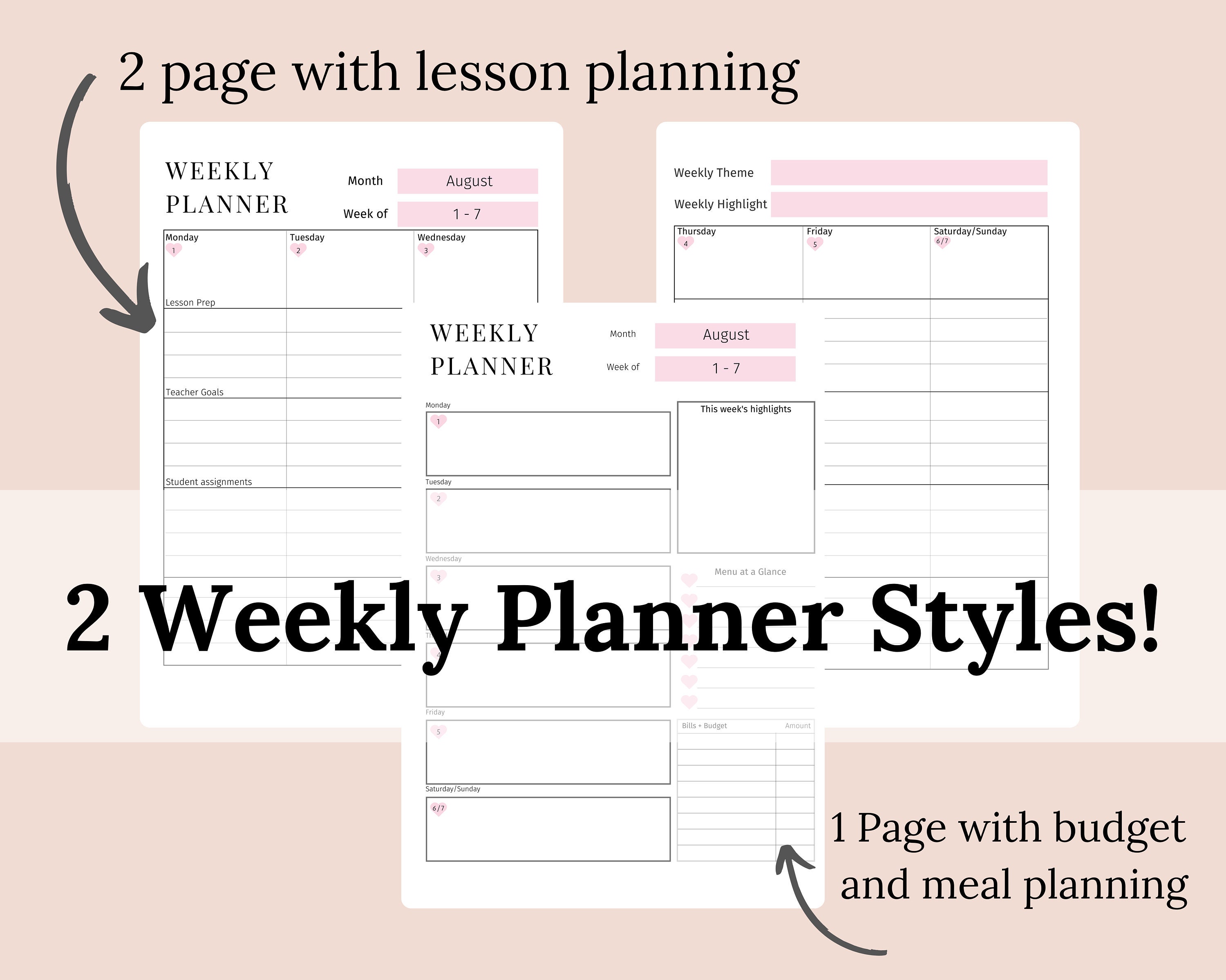Homeschool Planner Pretty in Pink Teacher Planner Student Planner ...
