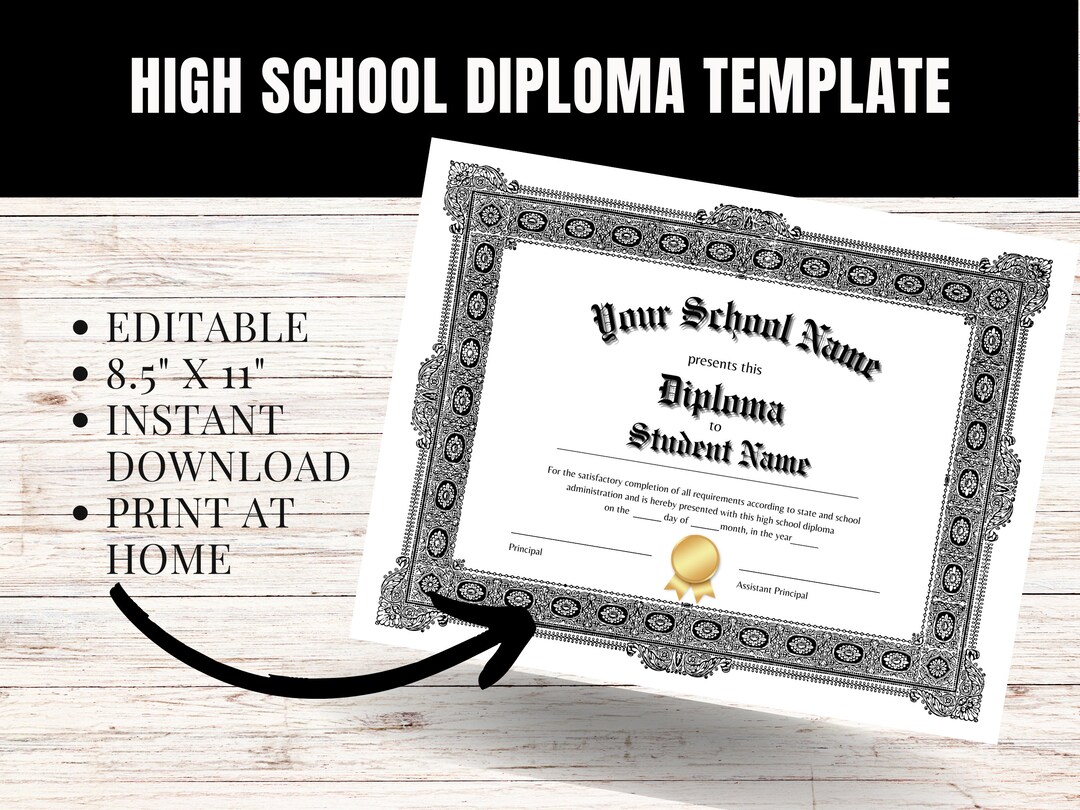 Editable Homeschool Diploma, High School Diploma, Home School Diploma ...