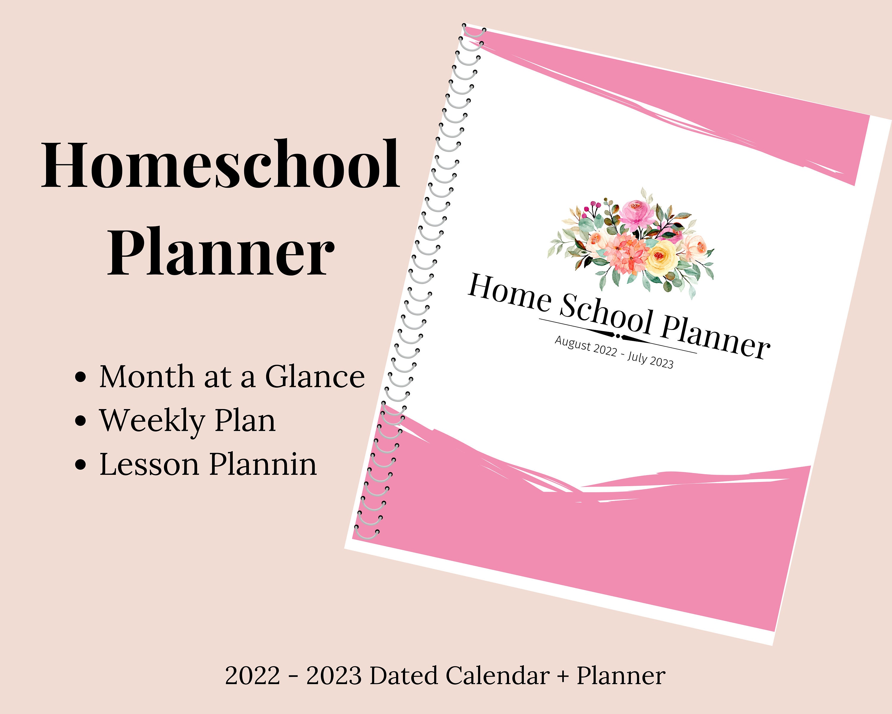 Homeschool Planner Pretty in Pink Teacher Planner Student Planner ...