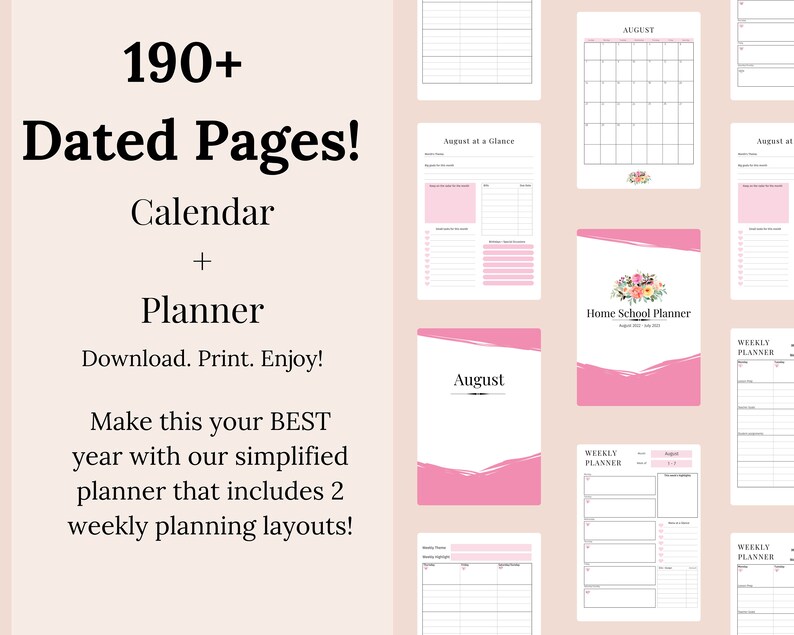 Homeschool Planner Pretty in Pink Teacher Planner Student Planner ...