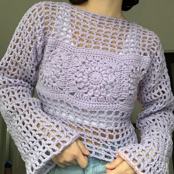 Crochet Mesh Sweater Floral Granny Square PATTERN - Etsy Crochet Mesh Sweater Floral Granny Square PATTERN - Etsy