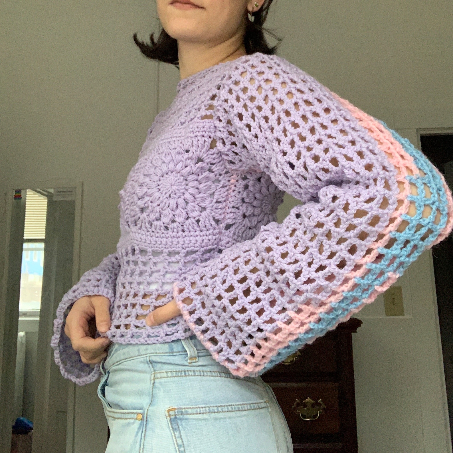 Crochet Mesh Sweater Floral Granny Square PATTERN - Etsy