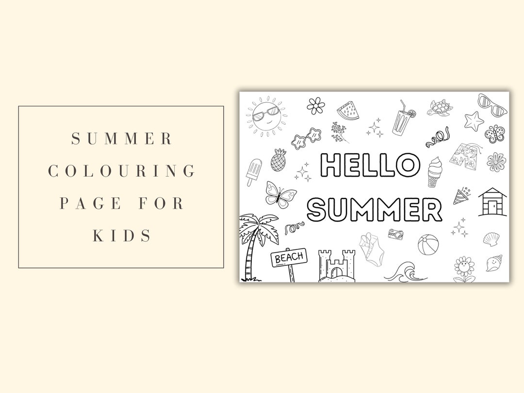 Printable Summer Cute Coloring Page Activity for Kids Fun & Creative ...