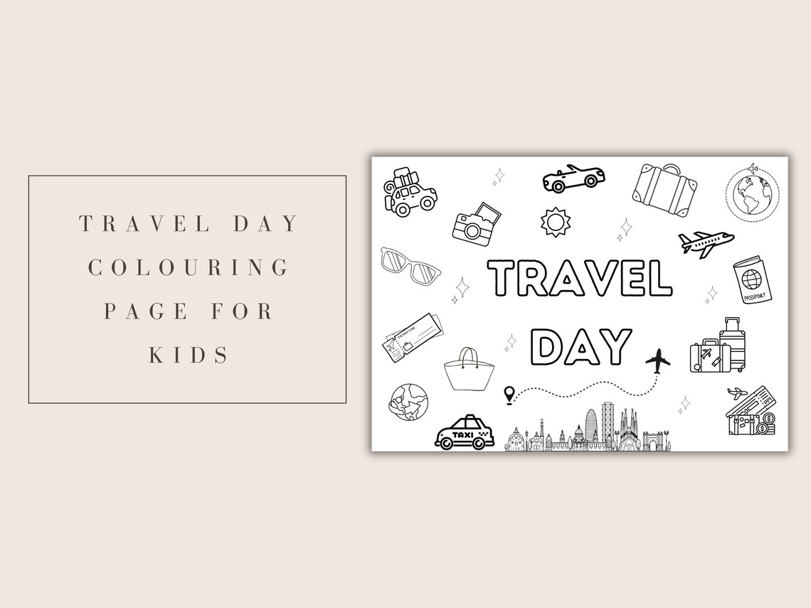 Printable Travel Day Coloring Page Activity for Kids Fun & Creative ...