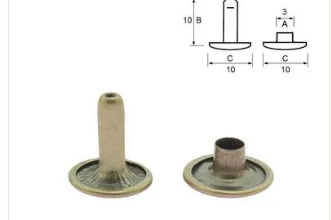 20 Full Sets 10mm Antique Brass Metal Double Cap Rivets With Bite/dog ...