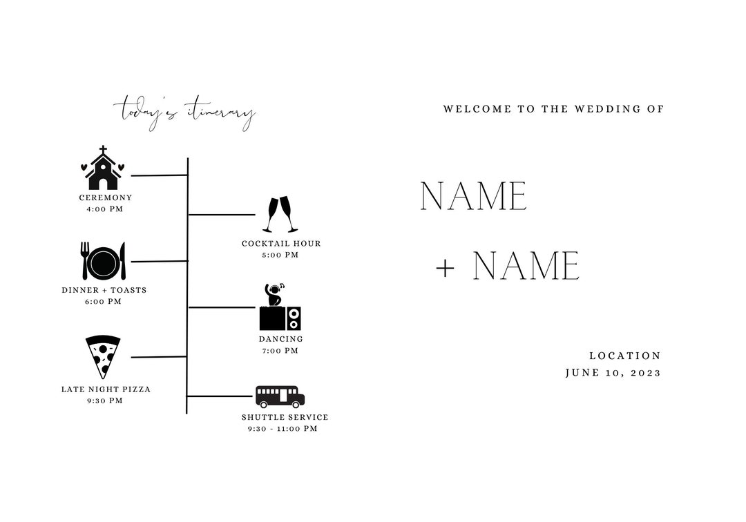 Wedding Day Pamphlets (template Front & Back Included) - Etsy