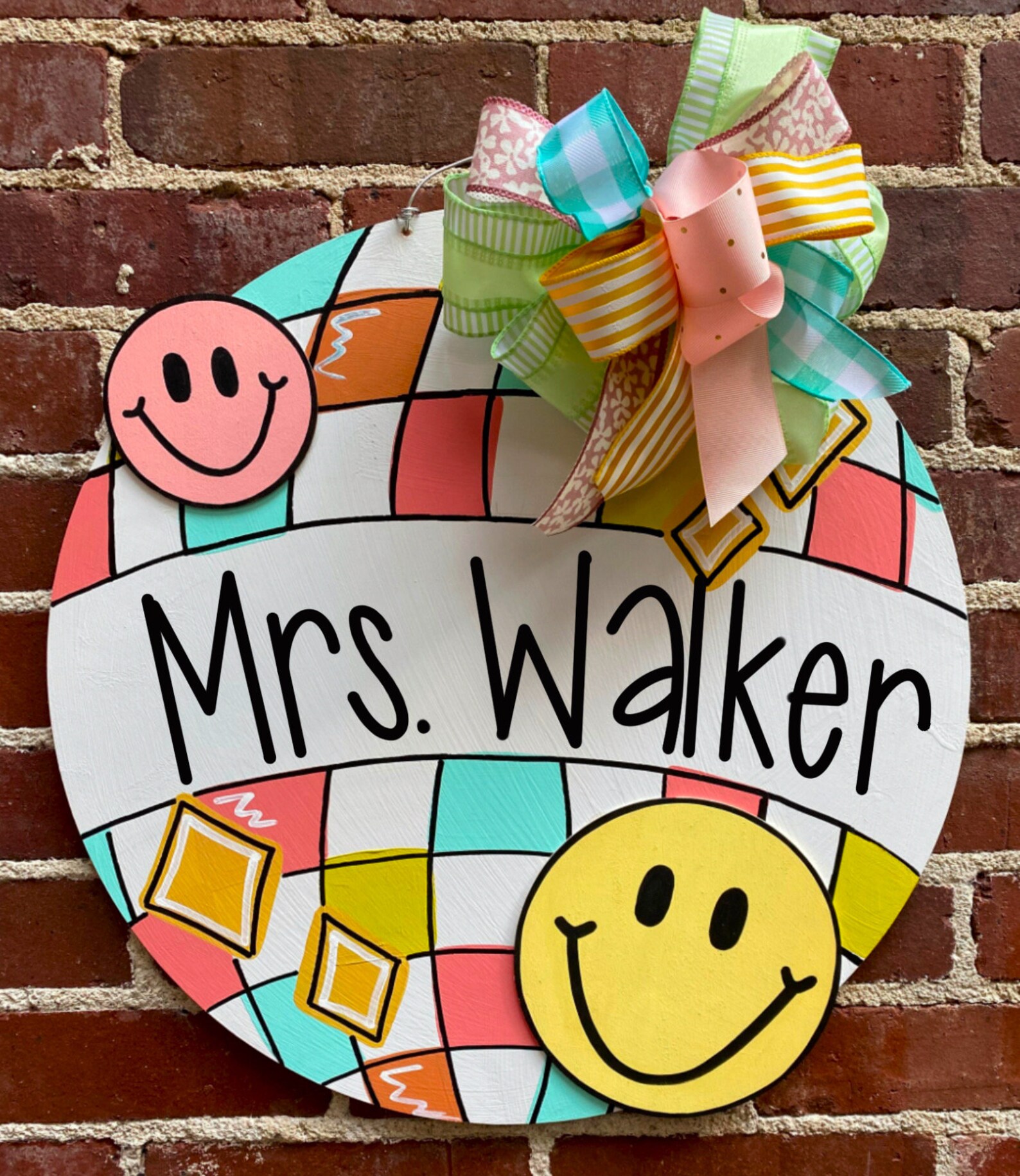 Retro Smiley Classroom Door Hanger - Etsy