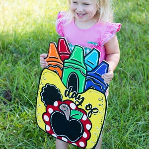 Back to School Crayons Classroom Door Hanger Classroom Decor First ...