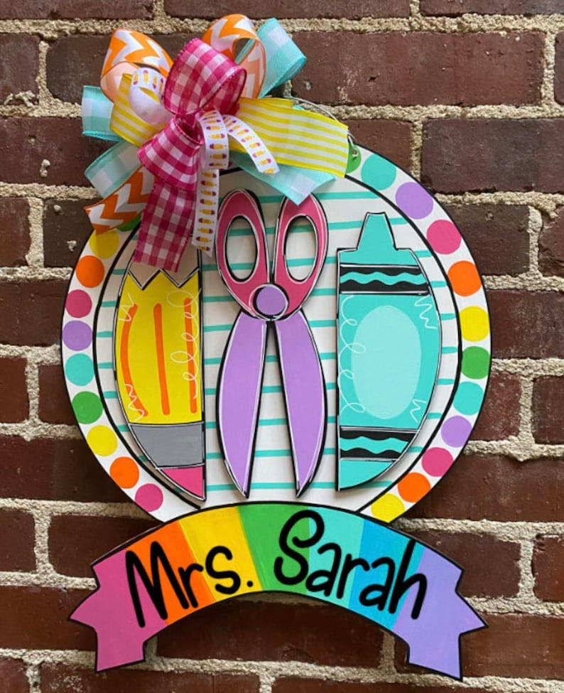 Colorful Teacher Door Hanger Classroom Decor Door Hanger - Etsy