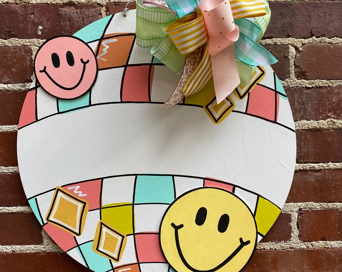 Smiley Face Sign, Teacher Appreciation Gift, Smile Welcome Sign, Front ...