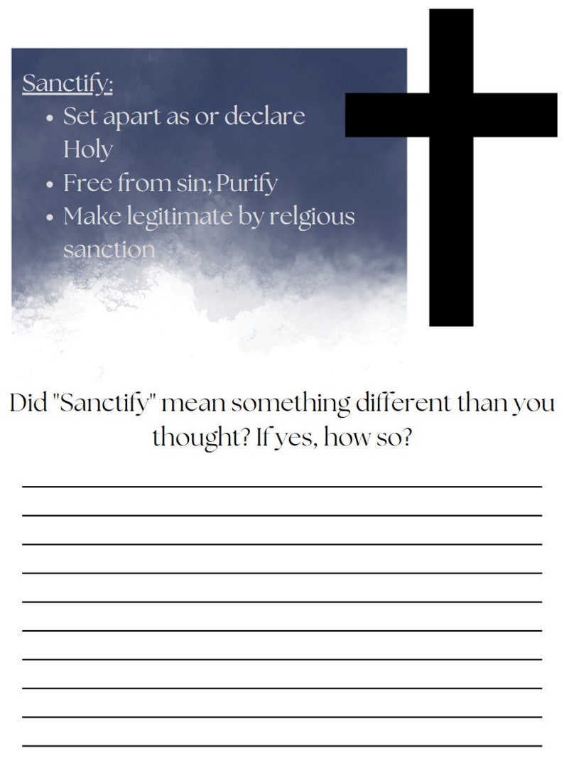 Sanctify Bible Study Worksheet - Etsy