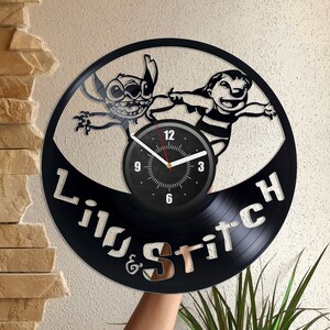 Lilo and Stitch Vinyl Record Black Wall Clock Cartoon Wall Decor ...
