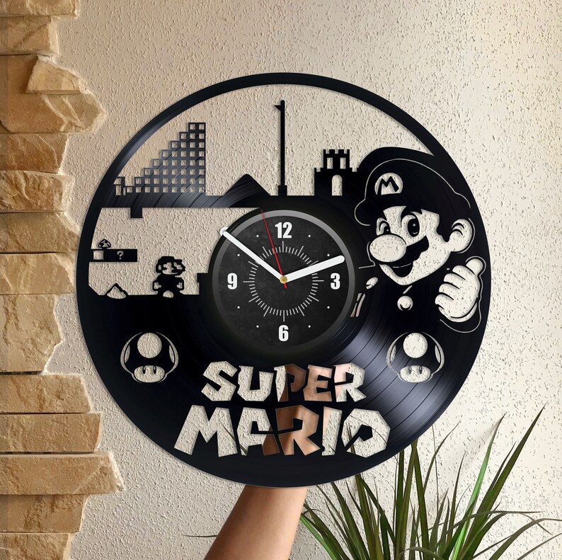 Super Mario Vinyl Record Wall Clock Mario Room Decor Wall Art for Game ...