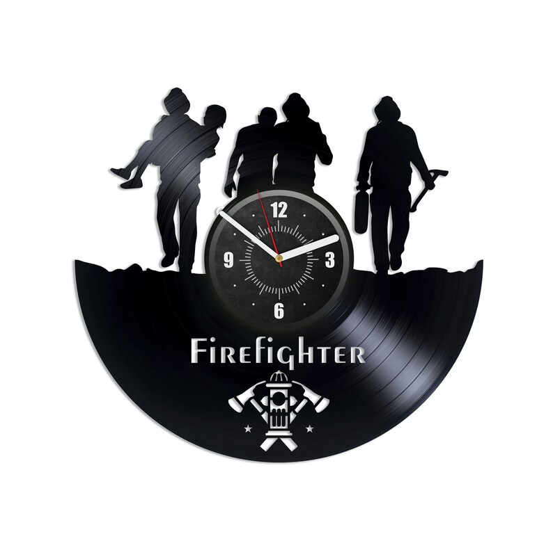 Firefighter Vinyl Record Laser Cut Wall Clock Modern Wall - Etsy