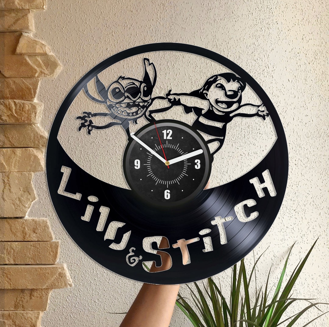 Lilo and Stitch Vinyl Record Black Wall Clock Cartoon Wall Decor ...